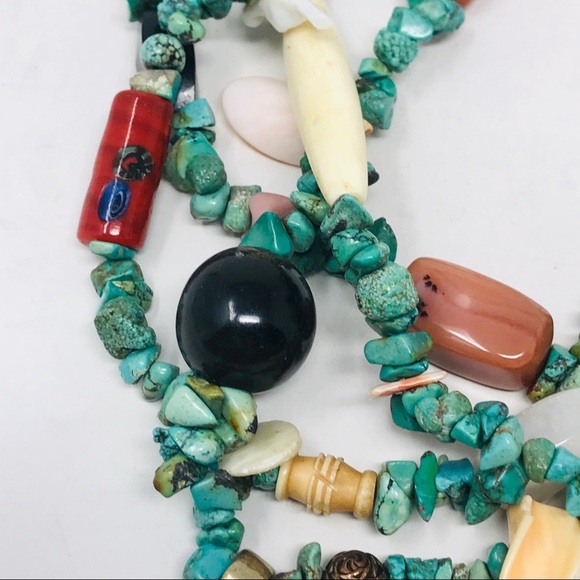 Vintage | Jewelry | Native American Shell Turquoise Beaded Necklace ...
